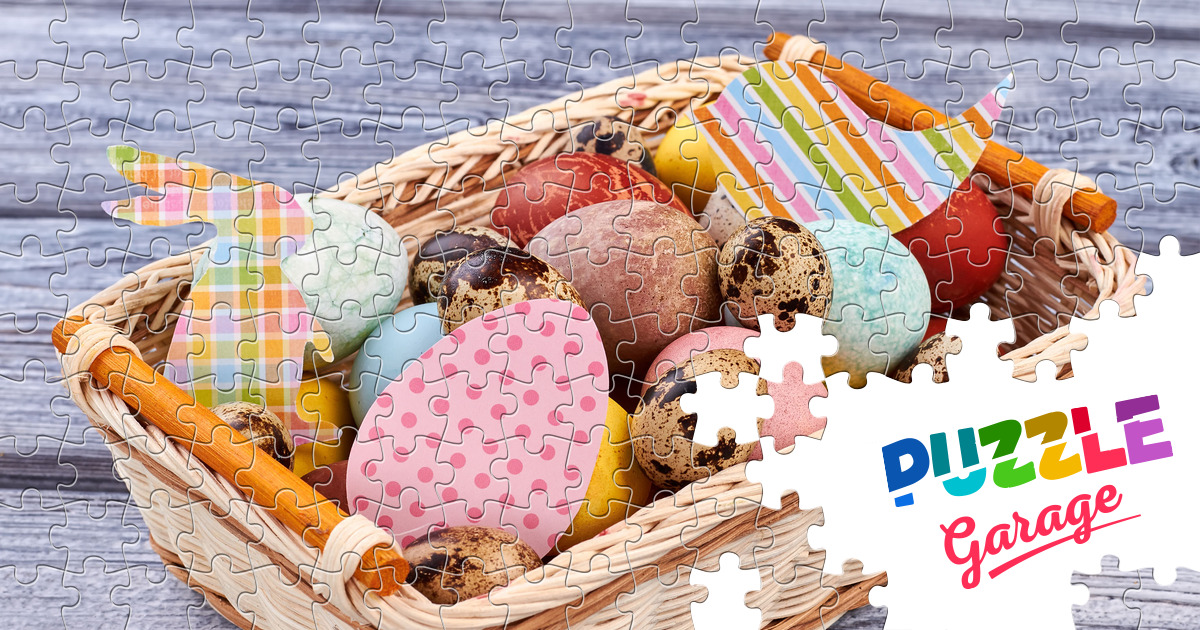 Easter basket with eggs Jigsaw Puzzle (Holidays, Easter) | Puzzle Garage