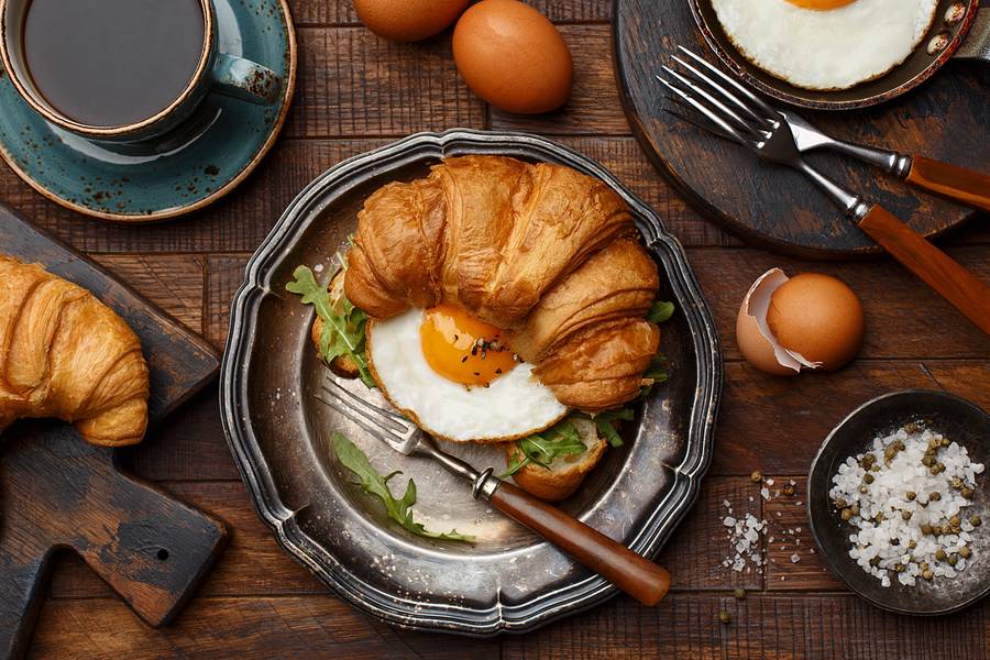 Cappuccino with croissants on a wooden table Jigsaw Puzzle (Home, Food ...
