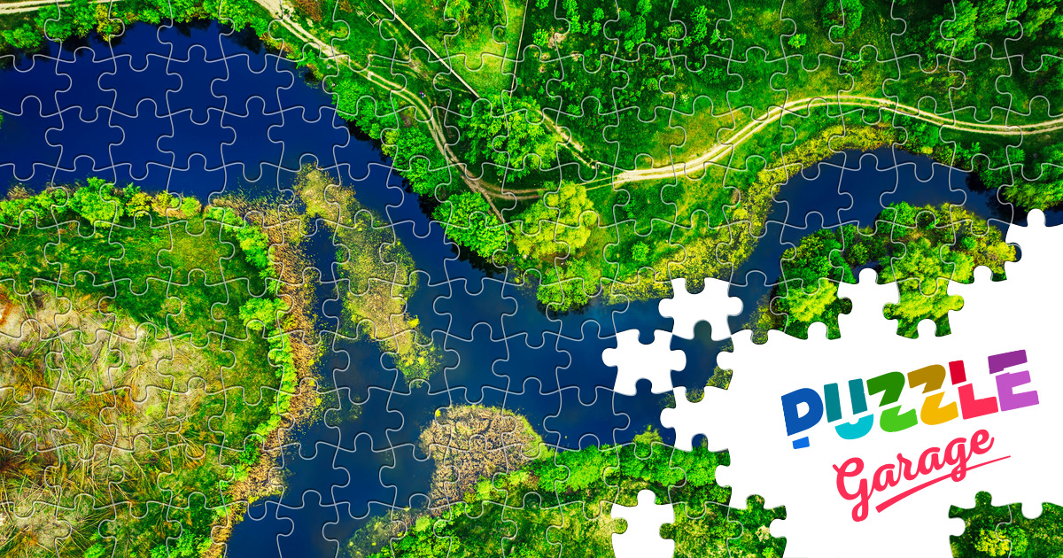 Top view of the river Jigsaw Puzzle (Other, Aerial view) | Puzzle Garage
