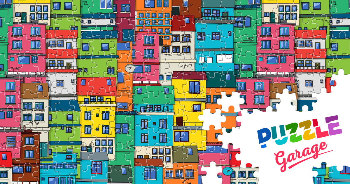 Colorful houses Jigsaw Puzzle (For children, Cartoon Illustrations ...