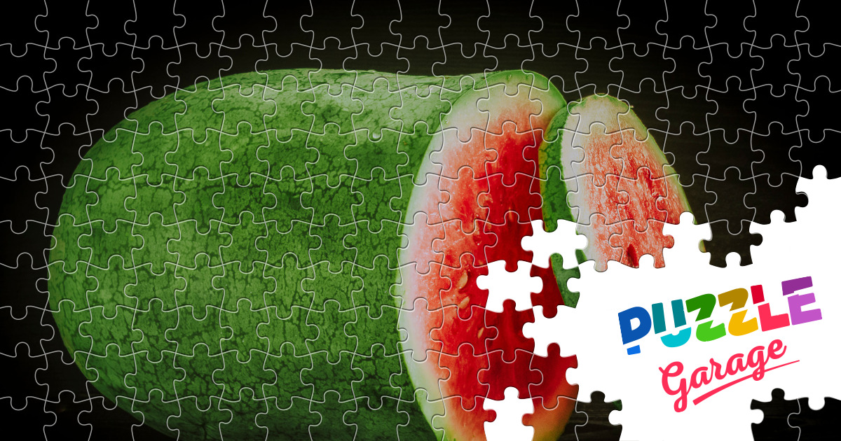 Watermelon on a black background Jigsaw Puzzle (Plants, Berries ...