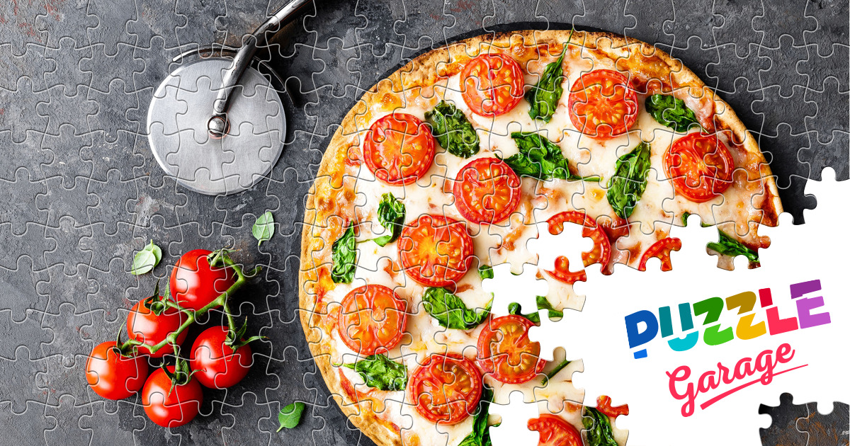 Margherita pizza on the table Jigsaw Puzzle (Home, Food) | Puzzle Garage