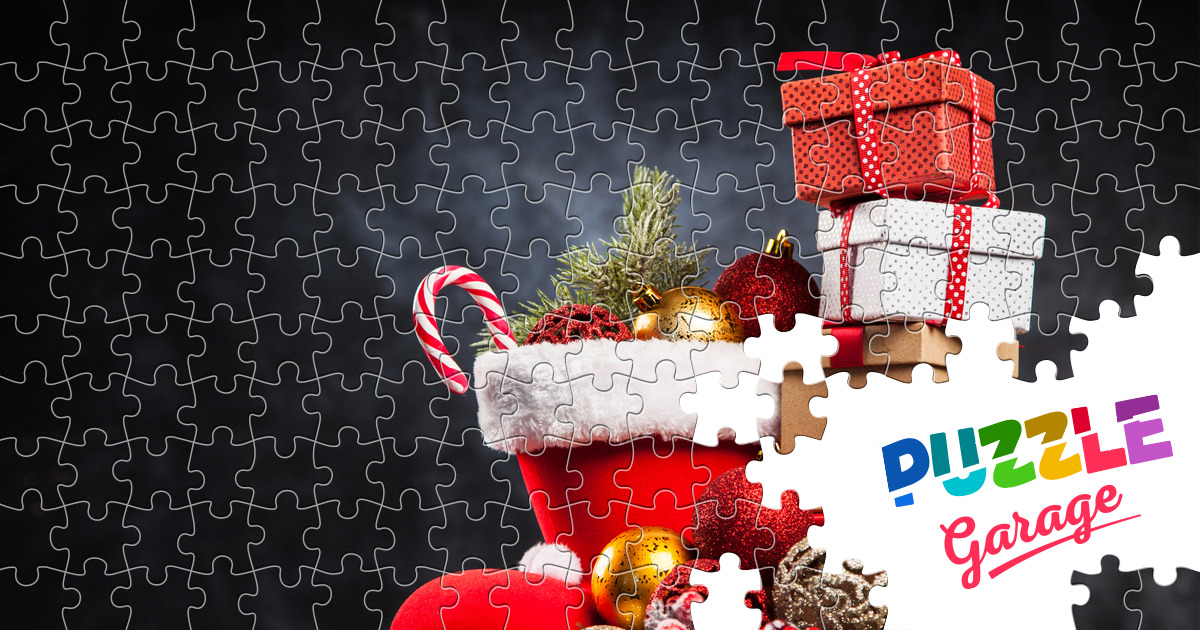 Shoe with toys and gifts Jigsaw Puzzle (Holidays, New Year) | Puzzle Garage