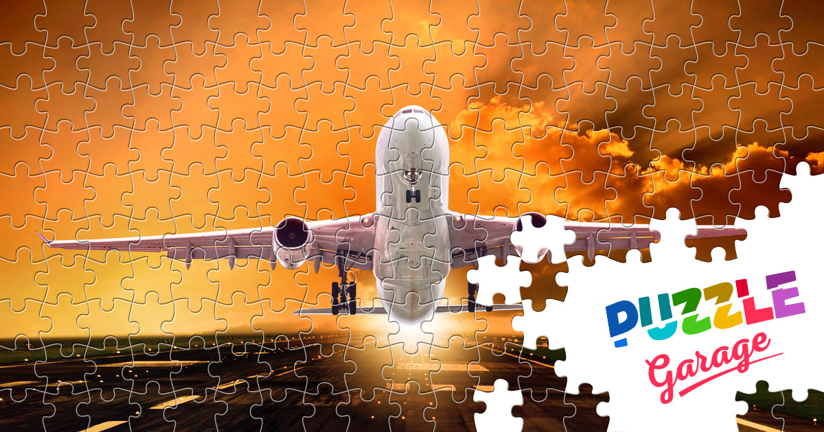 Passenger plane at sunset Jigsaw Puzzle (Technics, Aviation) | Puzzle ...