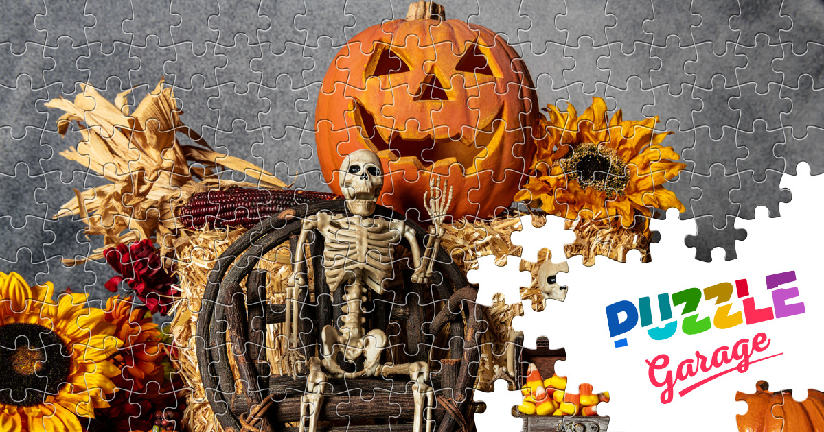 Skeletons, pumpkins, candies Jigsaw Puzzle (Holidays, Halloween ...