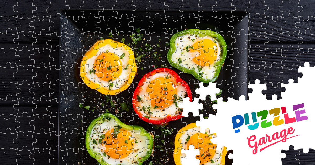 Scrambled eggs in bell pepper Jigsaw Puzzle (Home, Food) | Puzzle Garage