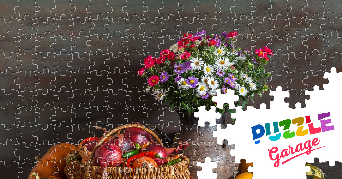 Vegetables and a bouquet of flowers Jigsaw Puzzle (Plants, Vegetables ...