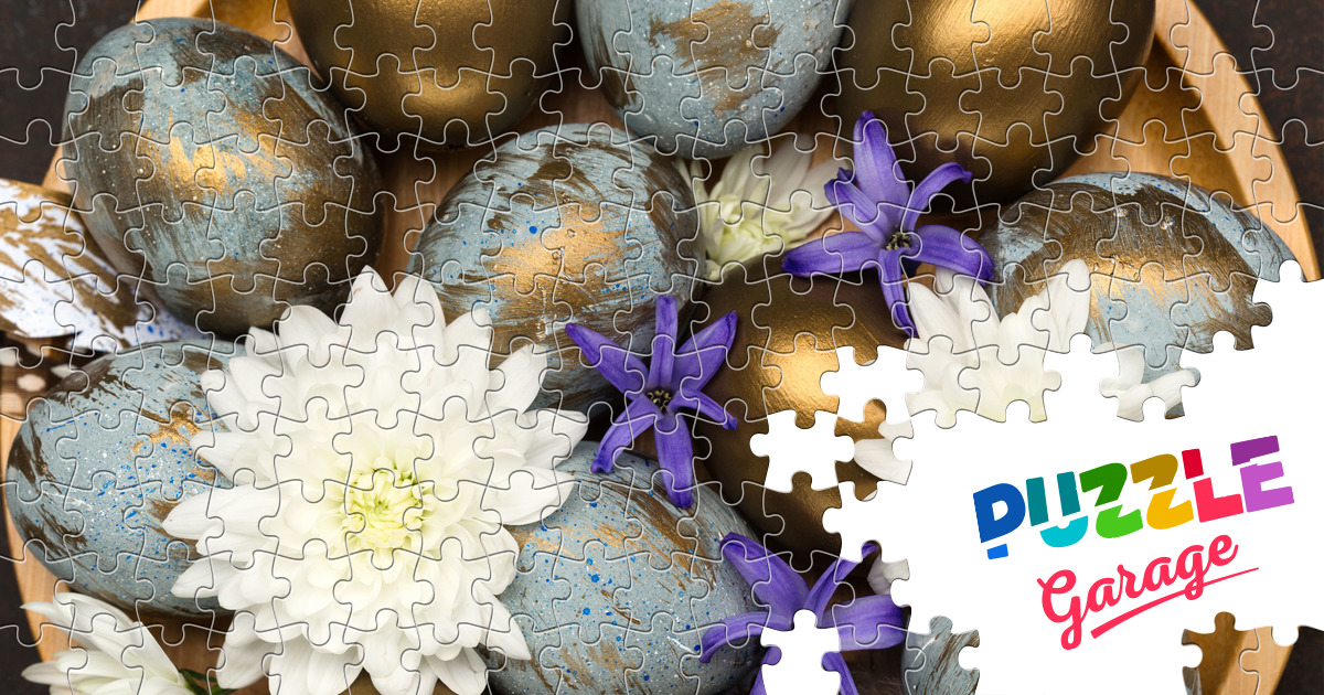 Easter eggs with gold Jigsaw Puzzle (Holidays, Easter) | Puzzle Garage