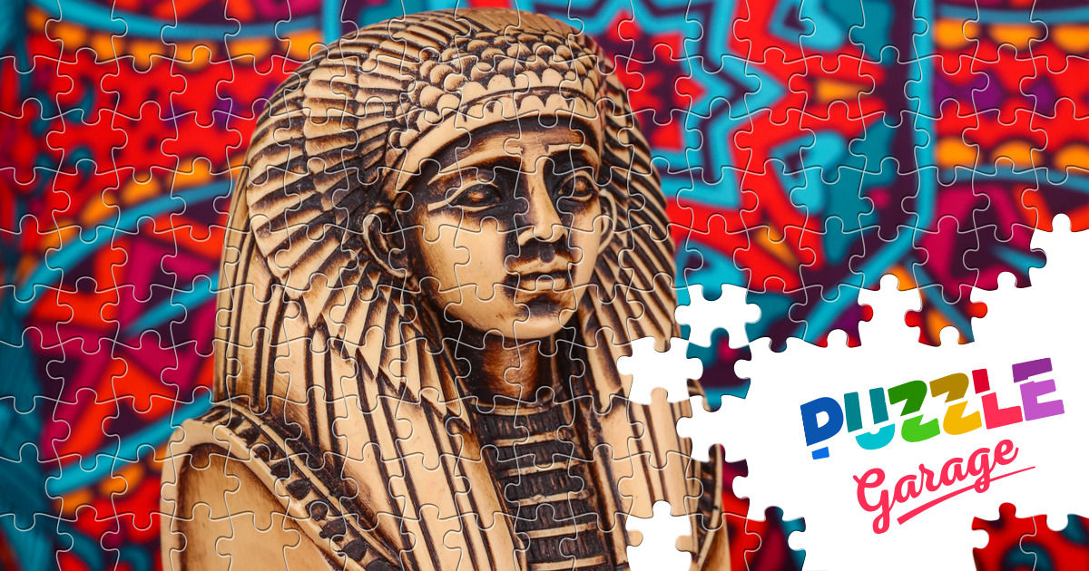 Pharaoh statue on colorful background Jigsaw Puzzle (Countries, USA ...