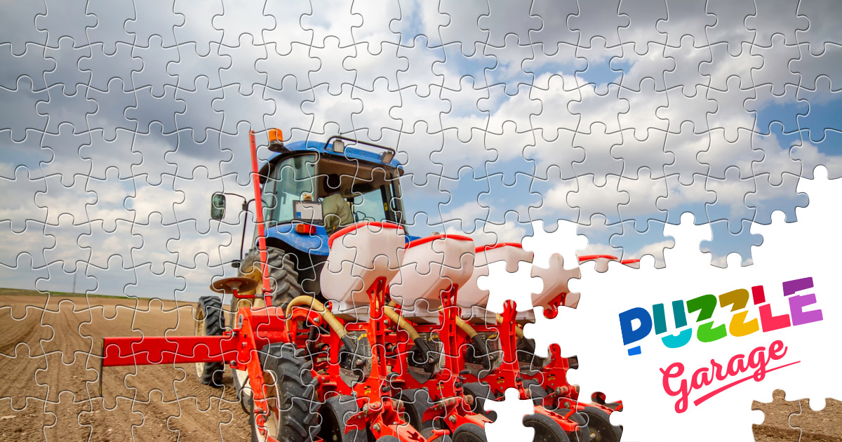 Tractor with seeder in the field Jigsaw Puzzle (Technics, Special ...