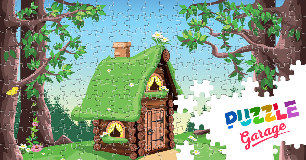 Hut in the forest Jigsaw Puzzle (For children, Cartoon Illustrations) | Puzzle Garage