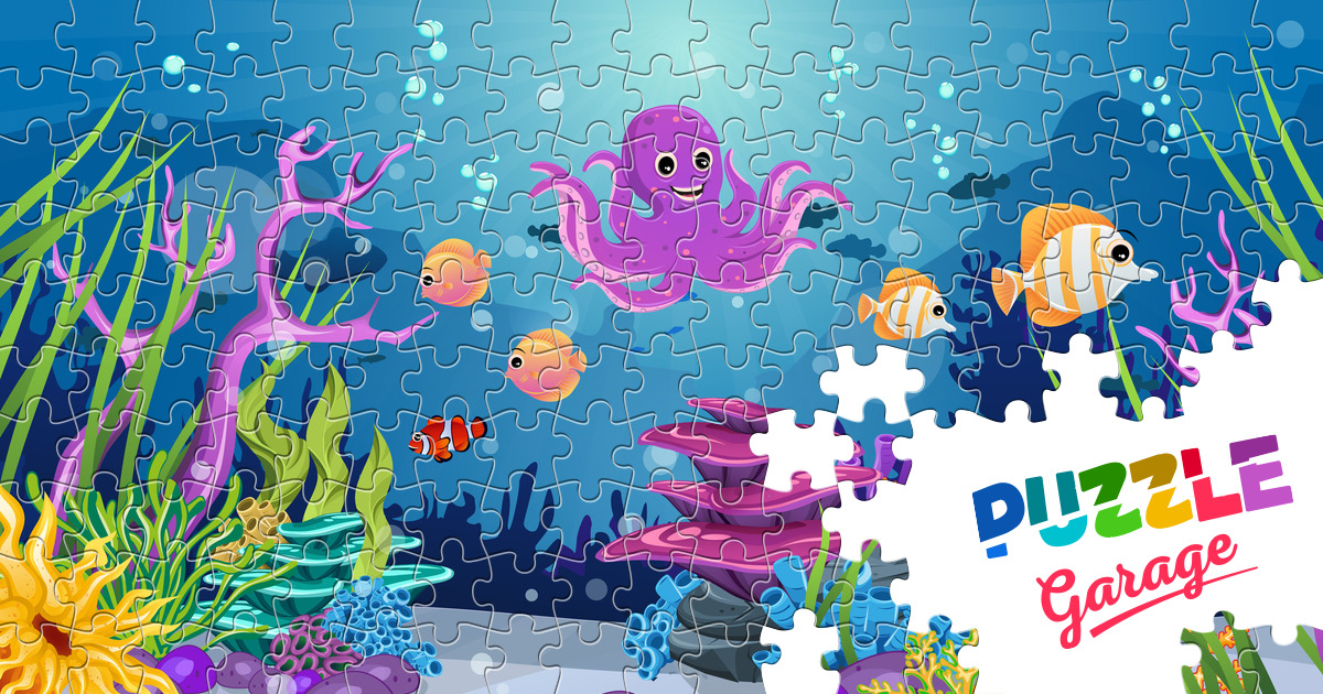 Coral reefs and fish Jigsaw Puzzle (For children, Cartoon Illustrations) | Puzzle Garage