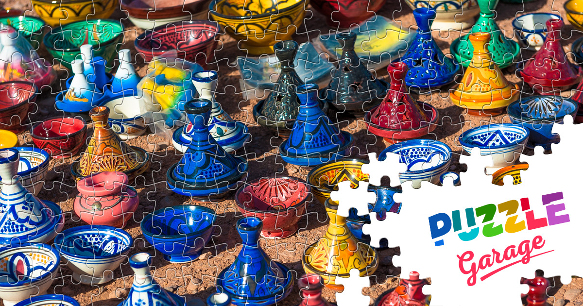 Colorful ceramic tajins Jigsaw Puzzle (Countries, Morocco) | Puzzle Garage