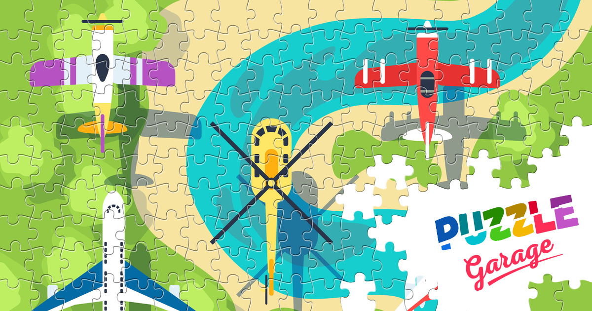 Helicopter and planes in flight Jigsaw Puzzle (For children, Cartoon ...