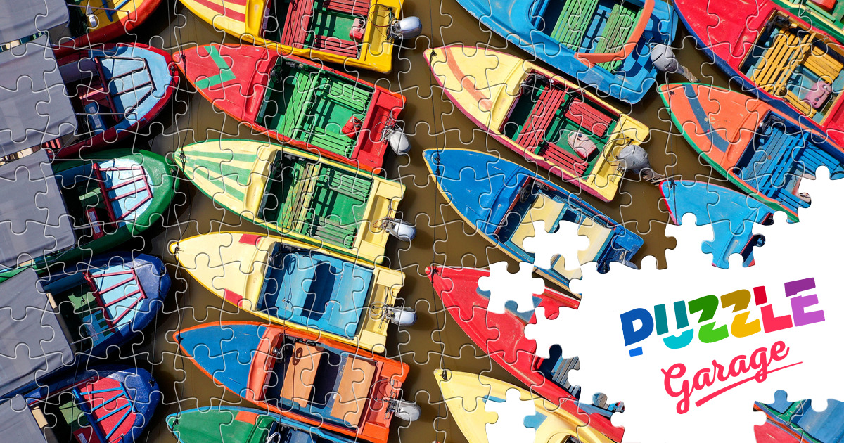 Multi-colored motor boats Jigsaw Puzzle (Technics, Ships) | Puzzle Garage