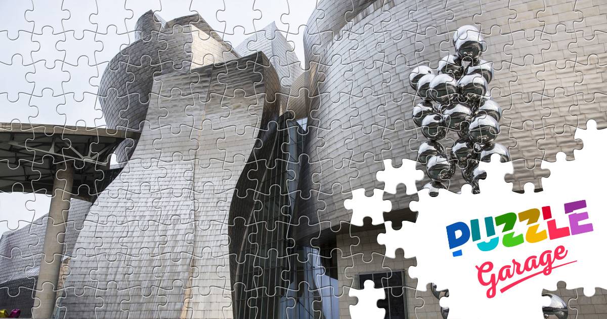 Sculpture at the entrance to the Guggenheim Museum Jigsaw Puzzle ...