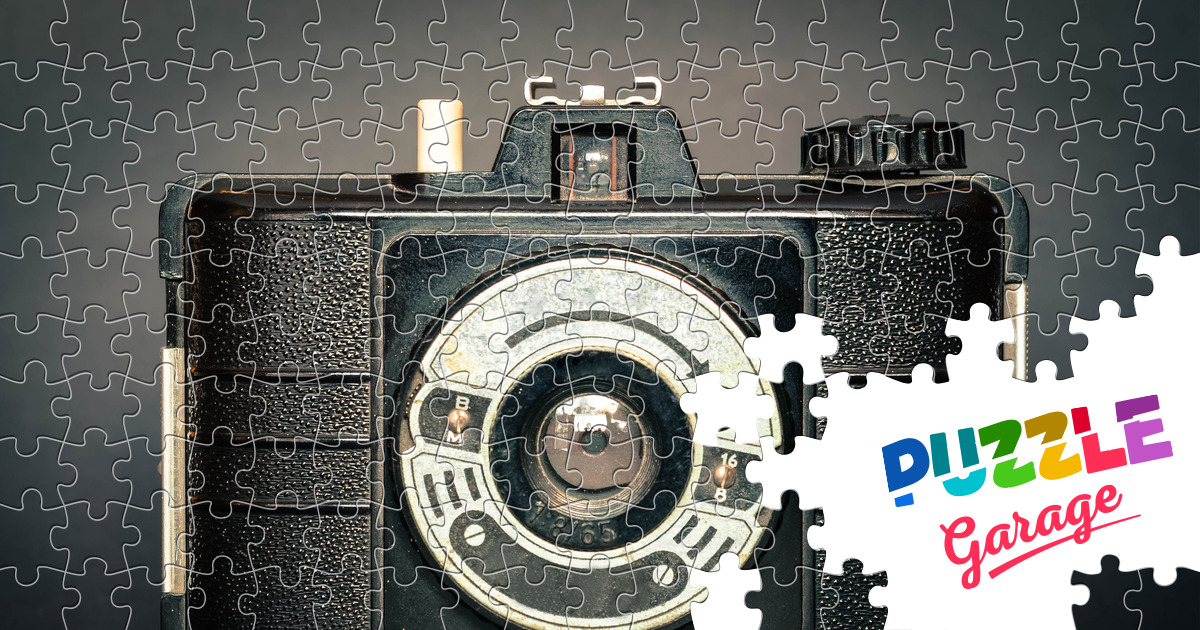 Retro camera on black background Jigsaw Puzzle (History, Retro ...