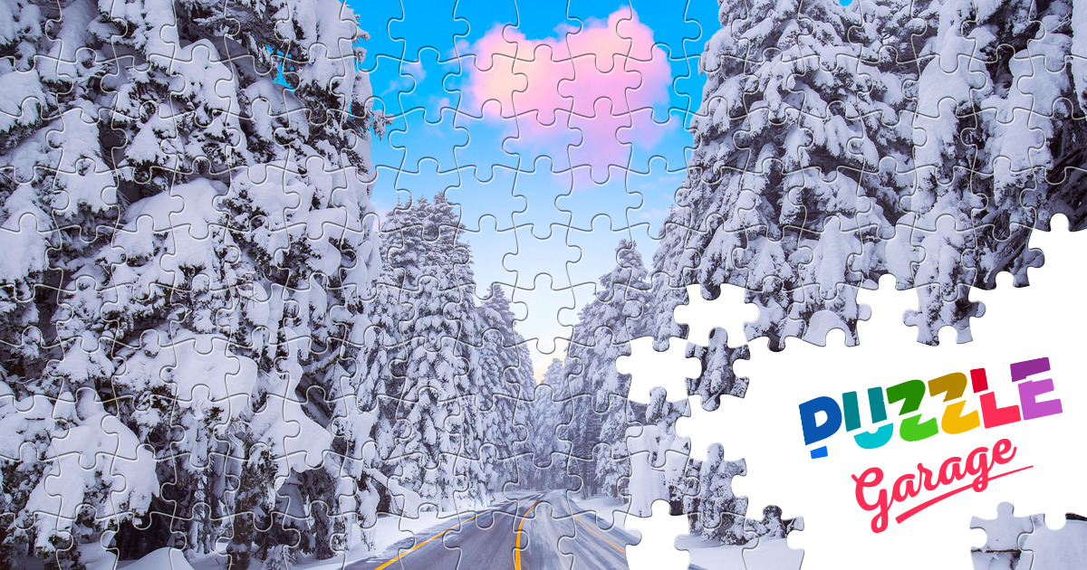 Road in a snowy forest Jigsaw Puzzle (Nature, Forest) | Puzzle Garage