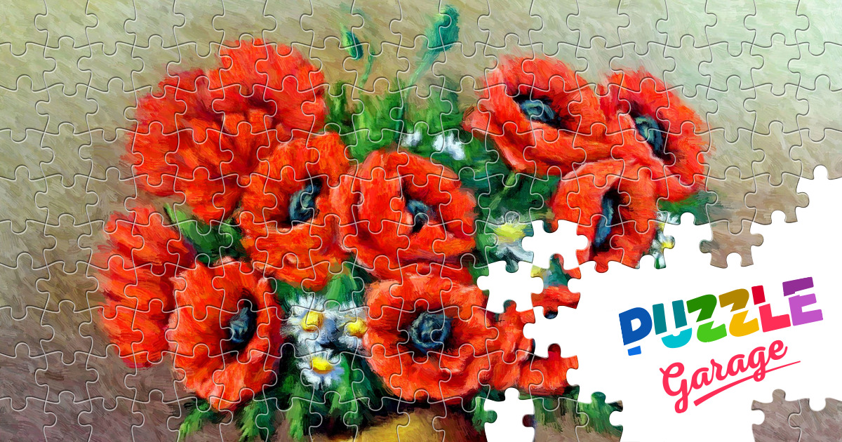 Bouquet of poppies in a vase Jigsaw Puzzle (Art, Painting) | Puzzle Garage