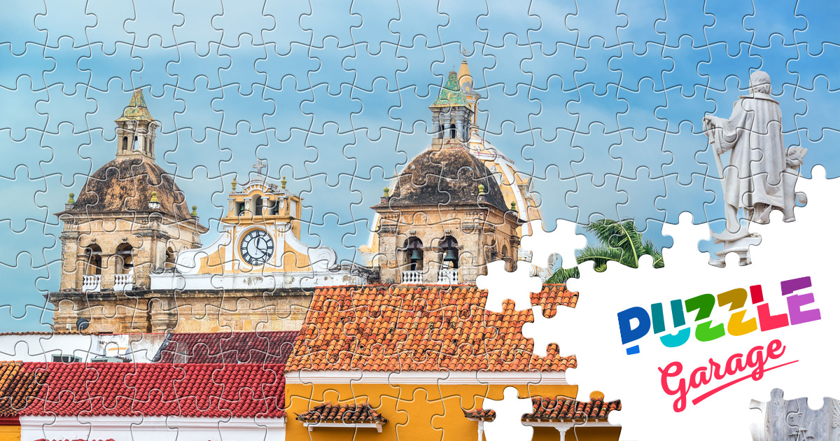 Houses and church in Cartagena Jigsaw Puzzle (Countries, Colombia ...