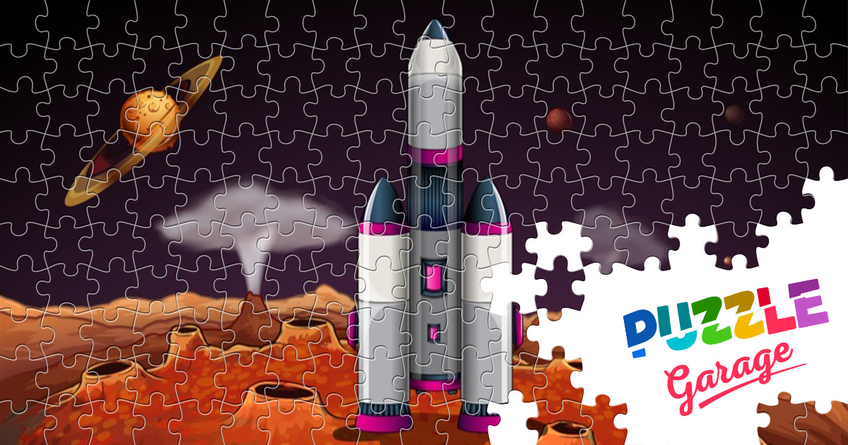 Rocket on a geyser planet Jigsaw Puzzle (For children, Cartoon ...