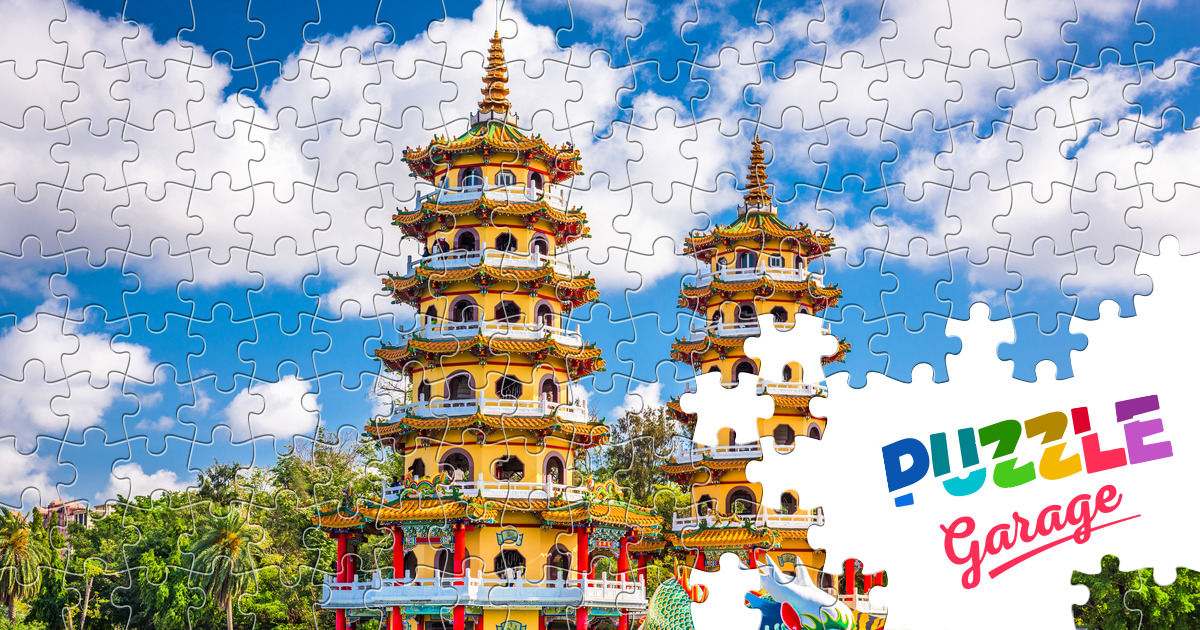 Tiger and Dragon Pagodas Jigsaw Puzzle (Countries, Taiwan) | Puzzle Garage