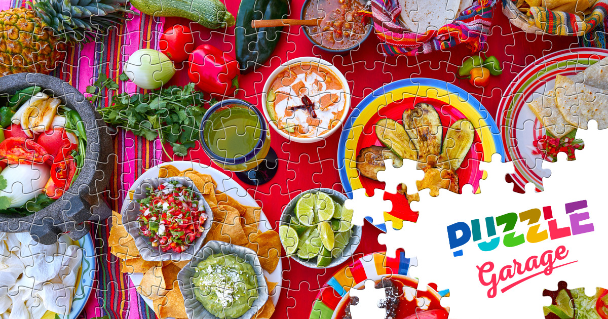 Mexican food on a colorful table Jigsaw Puzzle (Home, Food) | Puzzle Garage