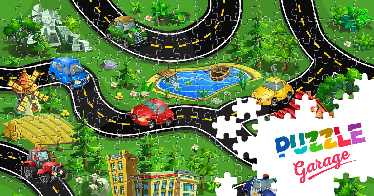 Cars on the road Jigsaw Puzzle (For children, Cartoon Illustrations ...