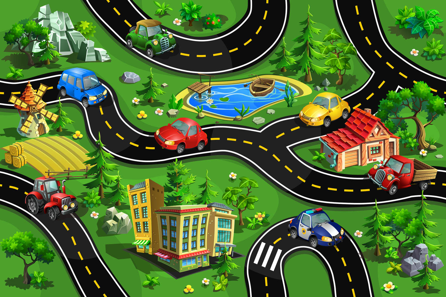 Cars on the road Jigsaw Puzzle (For children, Cartoon Illustrations ...