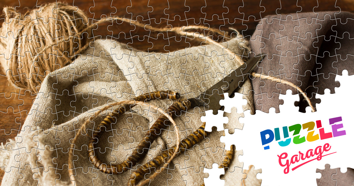 Cloth, scissors and jute rope Jigsaw Puzzle (Home, Needlework) | Puzzle ...