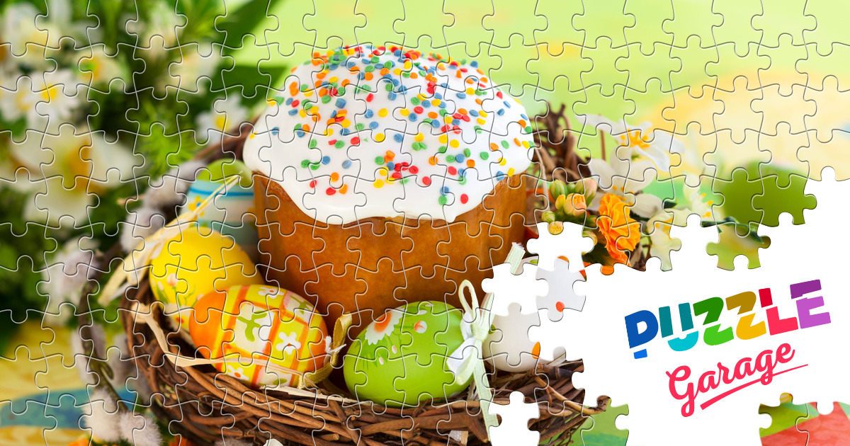 Easter cake and colorful eggs Jigsaw Puzzle (Holidays, Easter) | Puzzle ...