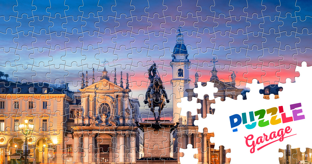 Piazza San Carlo at dusk Jigsaw Puzzle (Countries, Italy) | Puzzle Garage