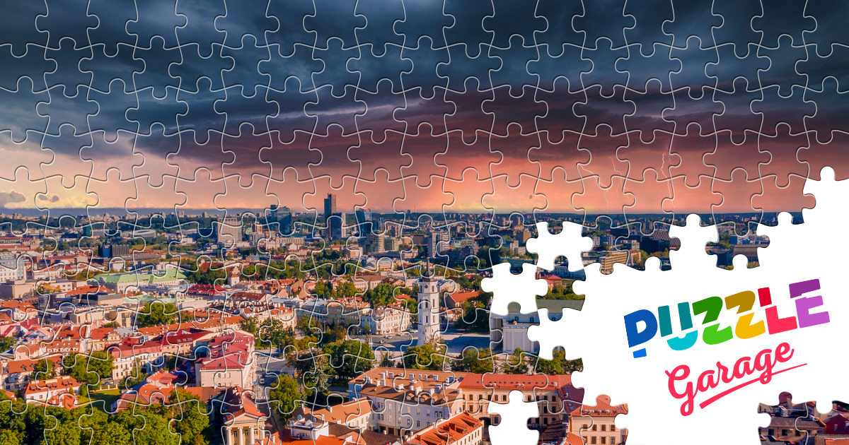 Thunderstorm over Vilnius Jigsaw Puzzle (Countries, Lithuania) | Puzzle ...