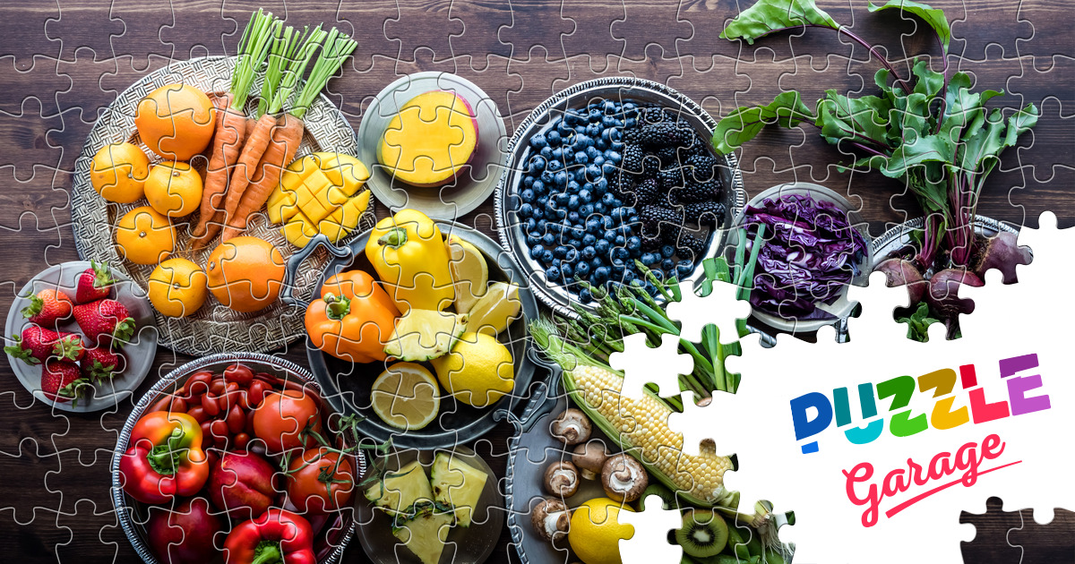 Fruits and vegetables on plates Jigsaw Puzzle (Plants, Fruits) | Puzzle ...