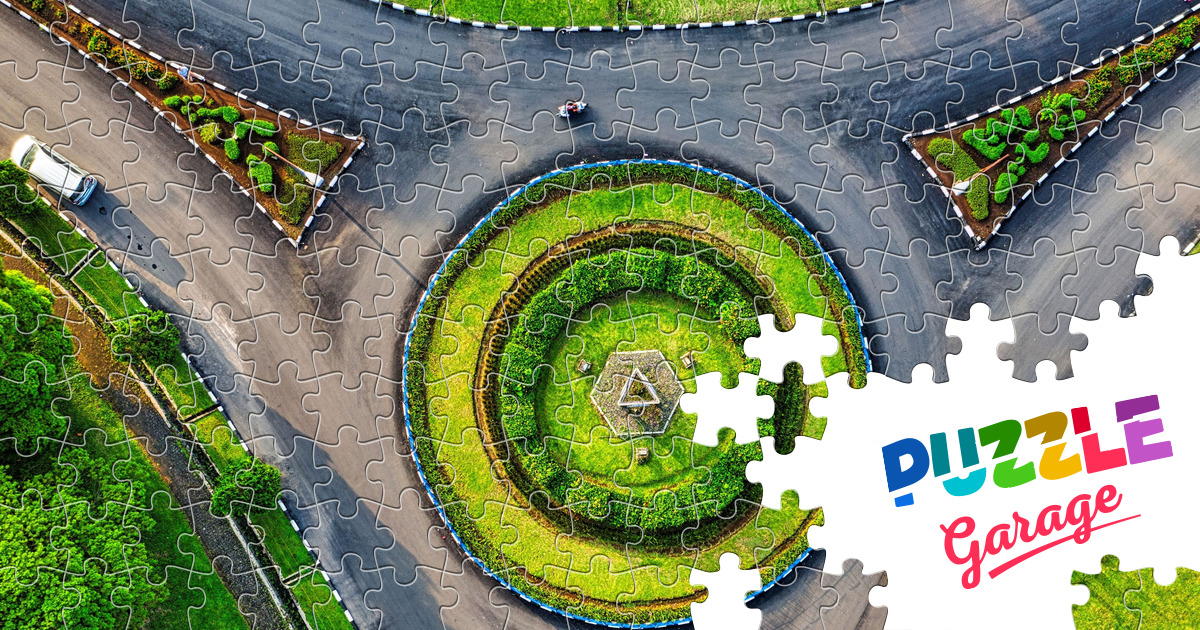 Top view of roundabout Jigsaw Puzzle (Other, Aerial view) | Puzzle Garage