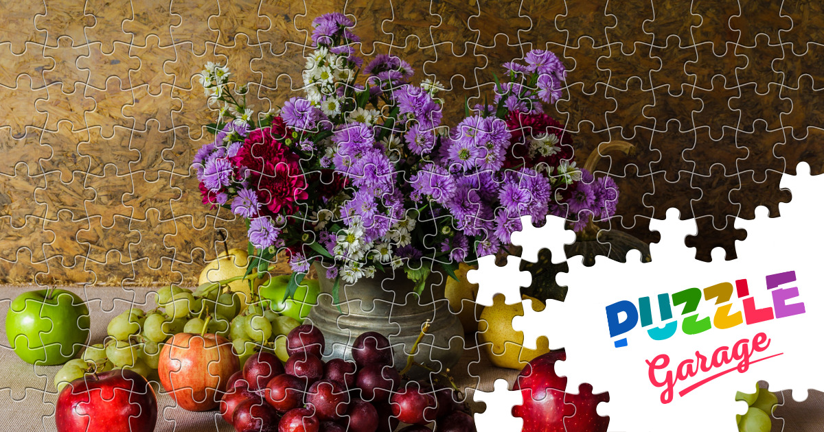 Bouquet and fruits on the table Jigsaw Puzzle (Plants, Fruits) | Puzzle ...