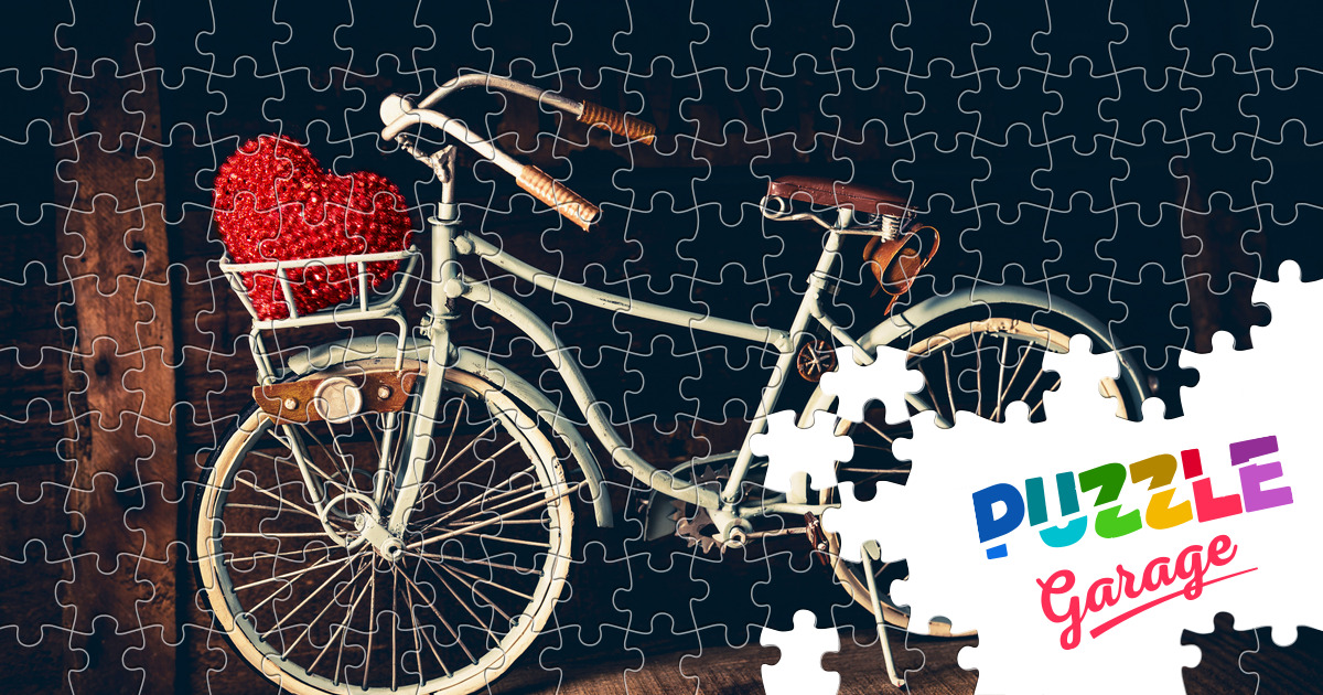 Old bicycle with a red heart Jigsaw Puzzle (History, Retro) | Puzzle Garage