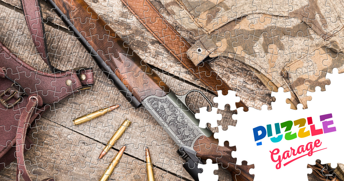 Hunting rifle and cartridges on the table Jigsaw Puzzle (Stuff, Weapons ...
