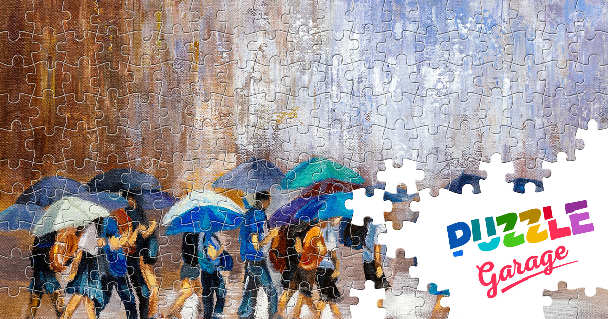 People in the rain Jigsaw Puzzle (Art, Painting) | Puzzle Garage