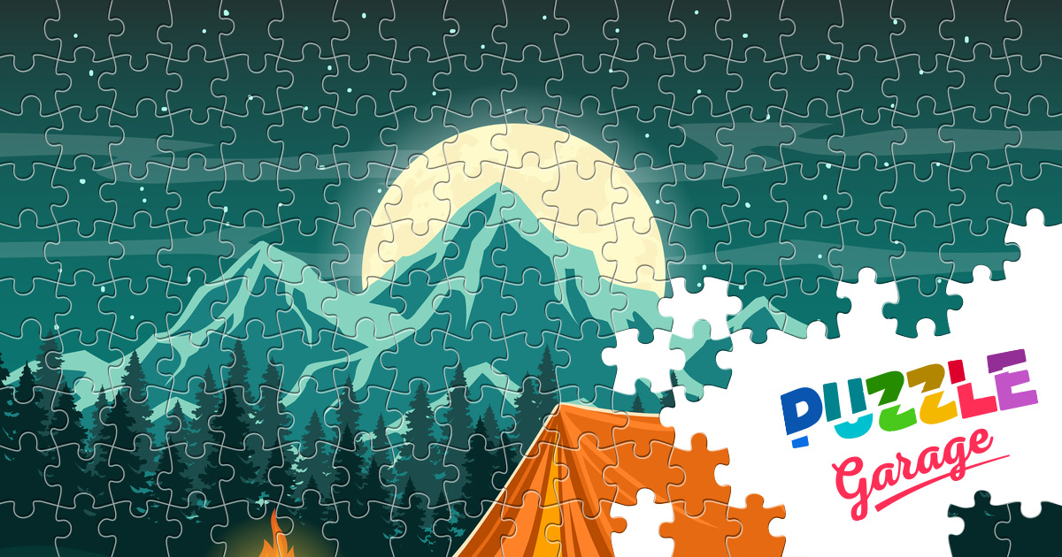 Tent in the forest Jigsaw Puzzle (For children, Cartoon Illustrations ...