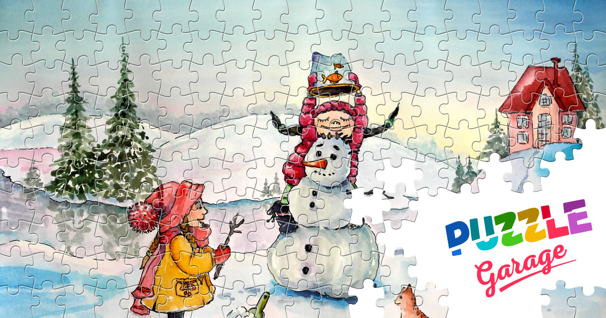 Children with snowman Jigsaw Puzzle (For children, Cartoon ...