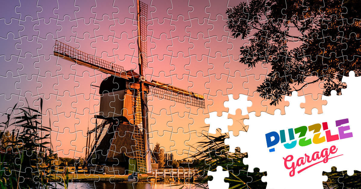 Kinderdijk windmill Jigsaw Puzzle (Countries, Netherlands) | Puzzle Garage