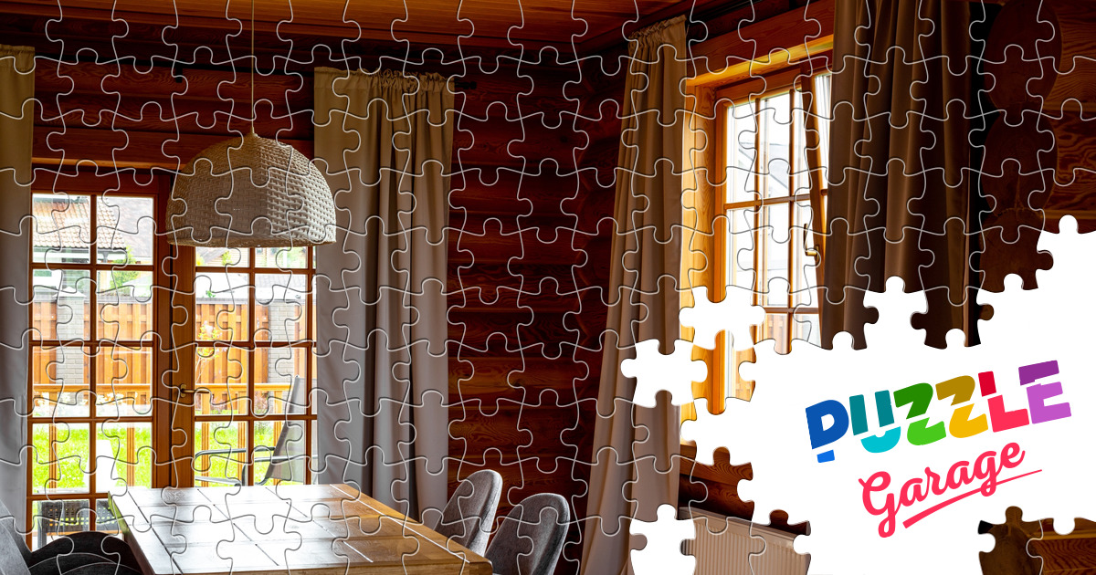 Living room in a wooden house Jigsaw Puzzle (Home, Interiors) | Puzzle ...