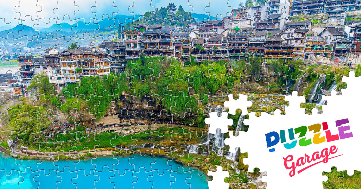 Wangcun waterfall in Furong Jigsaw Puzzle (Countries, China) | Puzzle ...