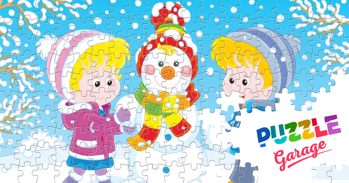 Children make a snowman Jigsaw Puzzle (For children, Cartoon ...