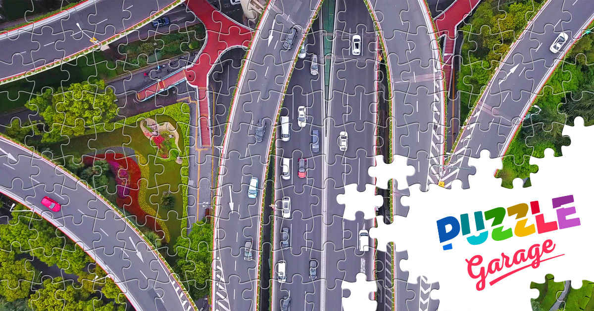 Highways in Shanghai Jigsaw Puzzle (Architecture, Roads) | Puzzle Garage