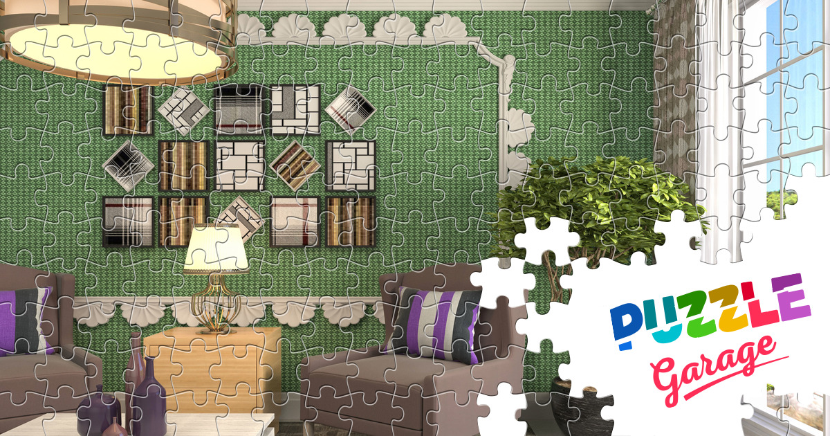 Living room in gray-green tones Jigsaw Puzzle (Home, Interiors ...