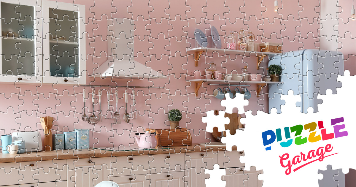 Stylish kitchen in pink Jigsaw Puzzle (Home, Interiors) | Puzzle Garage